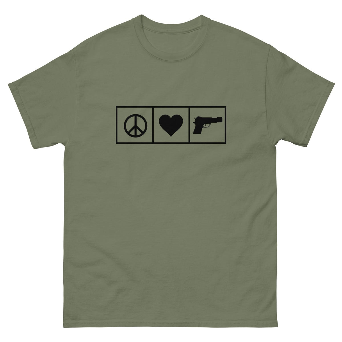 Peace Love Guns Heavy Cotton Shirt – Libertarian Country